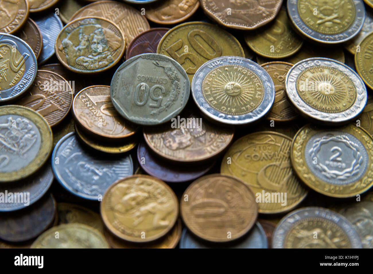 Mix of coins from different countries in south america - Argentina ...