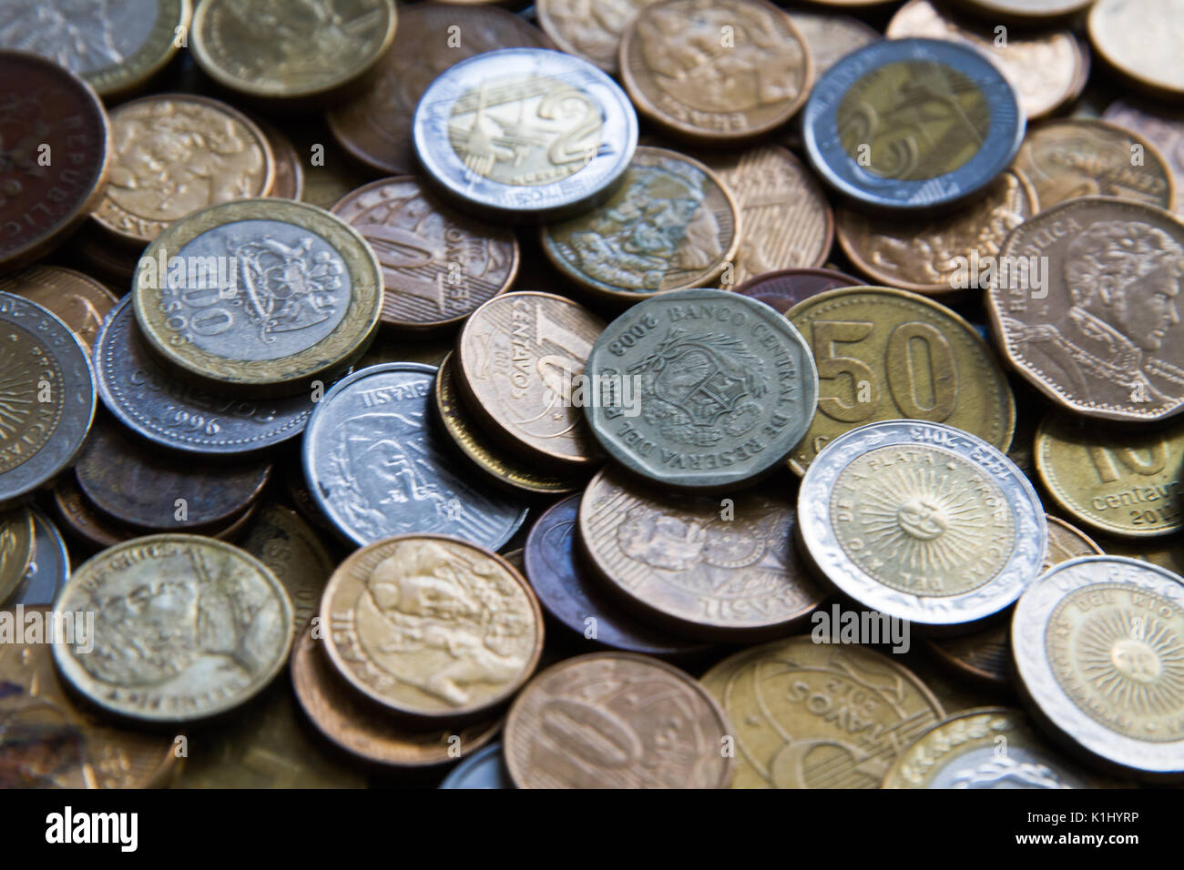 Mix of coins from different countries in south america - Argentina ...