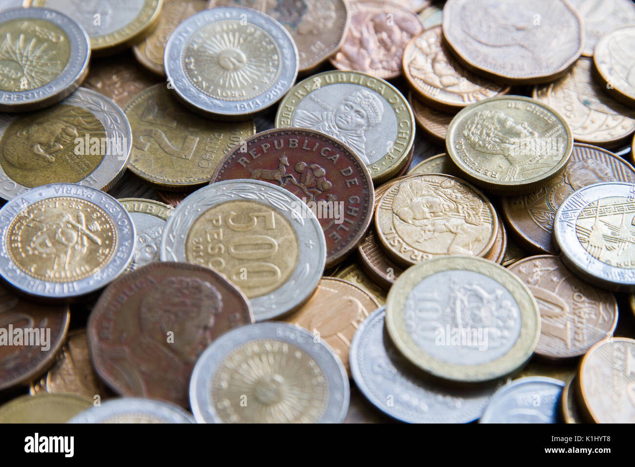 Mix of coins from different countries in south america - Argentina ...