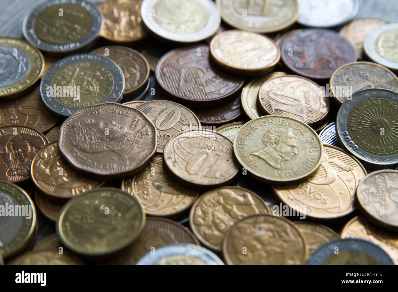 Mix of coins from different countries in south america - Argentina ...