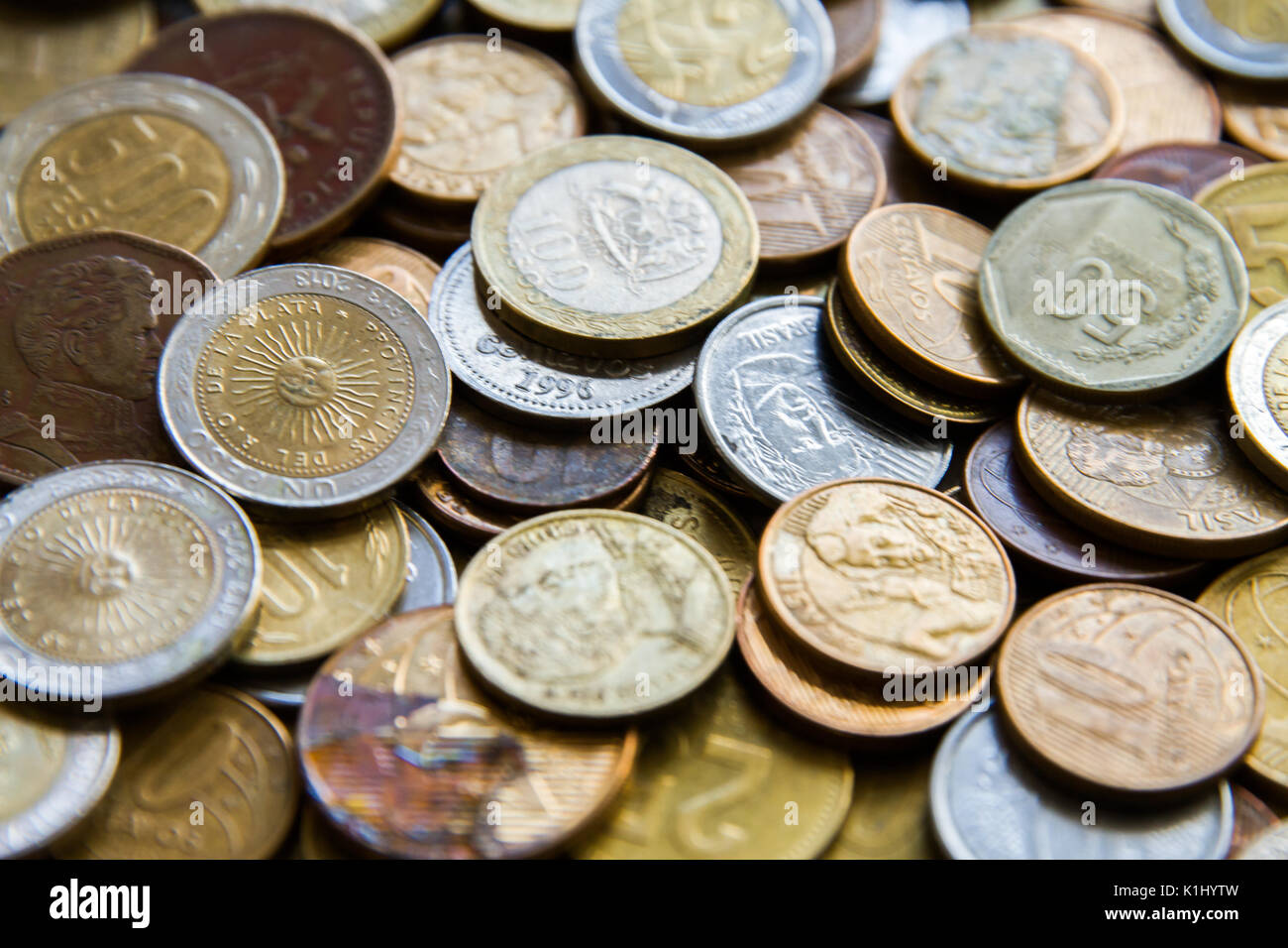 Mix of coins from different countries in south america - Argentina ...