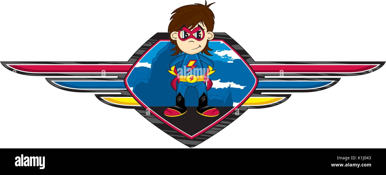 Cute Cartoon Heroic Superhero and Shield Stock Vector Image & Art - Alamy