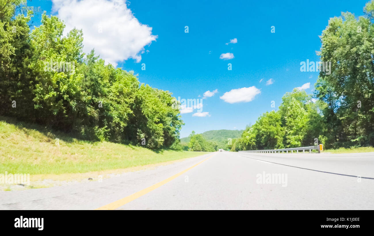 POV point of view - Driving East on Interstate Highway 40 through ...