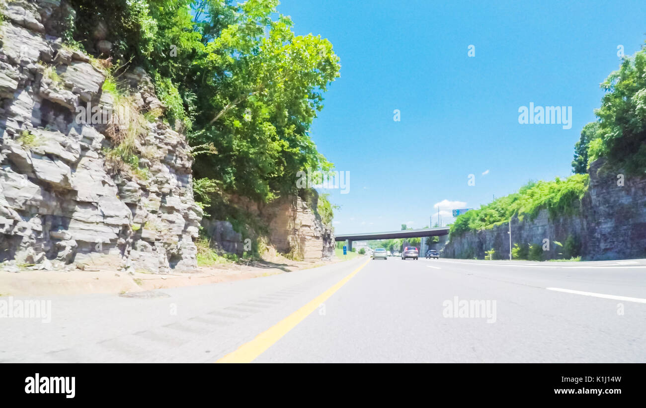 POV point of view - Driving East on Interstate Highway 40 on cross ...