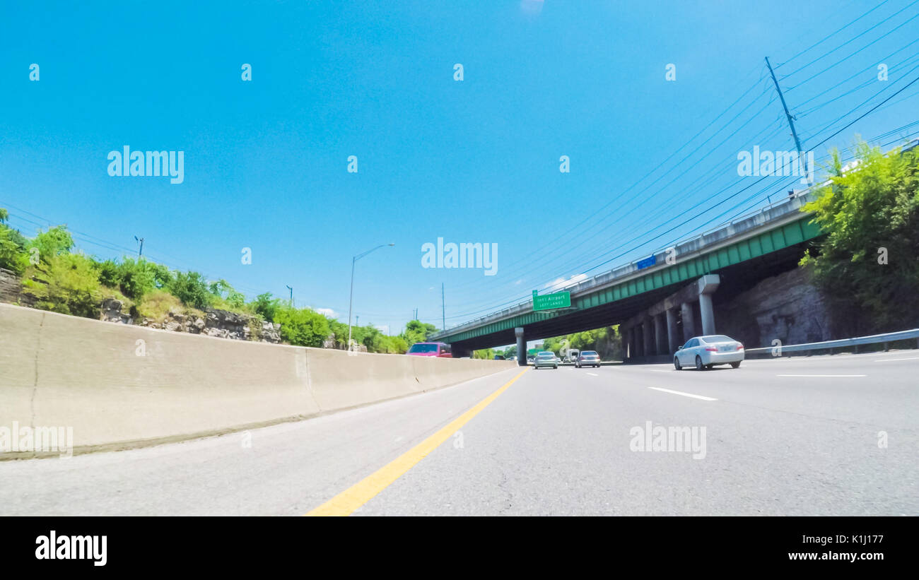 POV point of view - Driving East on Interstate Highway 40 on cross ...