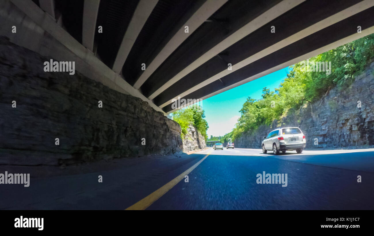 POV point of view - Driving East on Interstate Highway 40 on cross ...