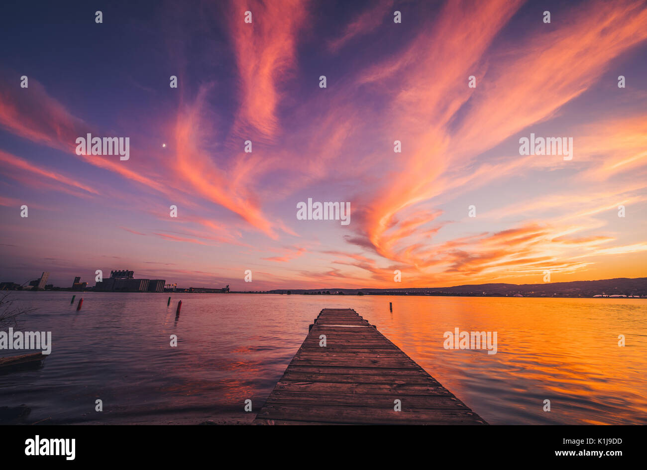 Golden orange sunset by the Lake Superior Stock Photo - Alamy