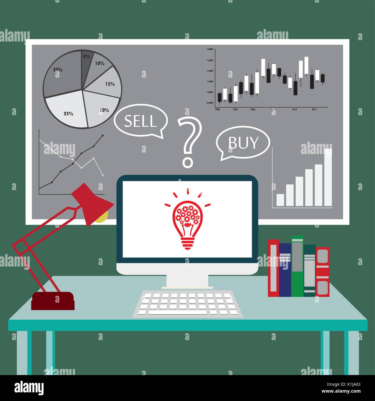 Flat design stylish vector illustration of modern financial ...