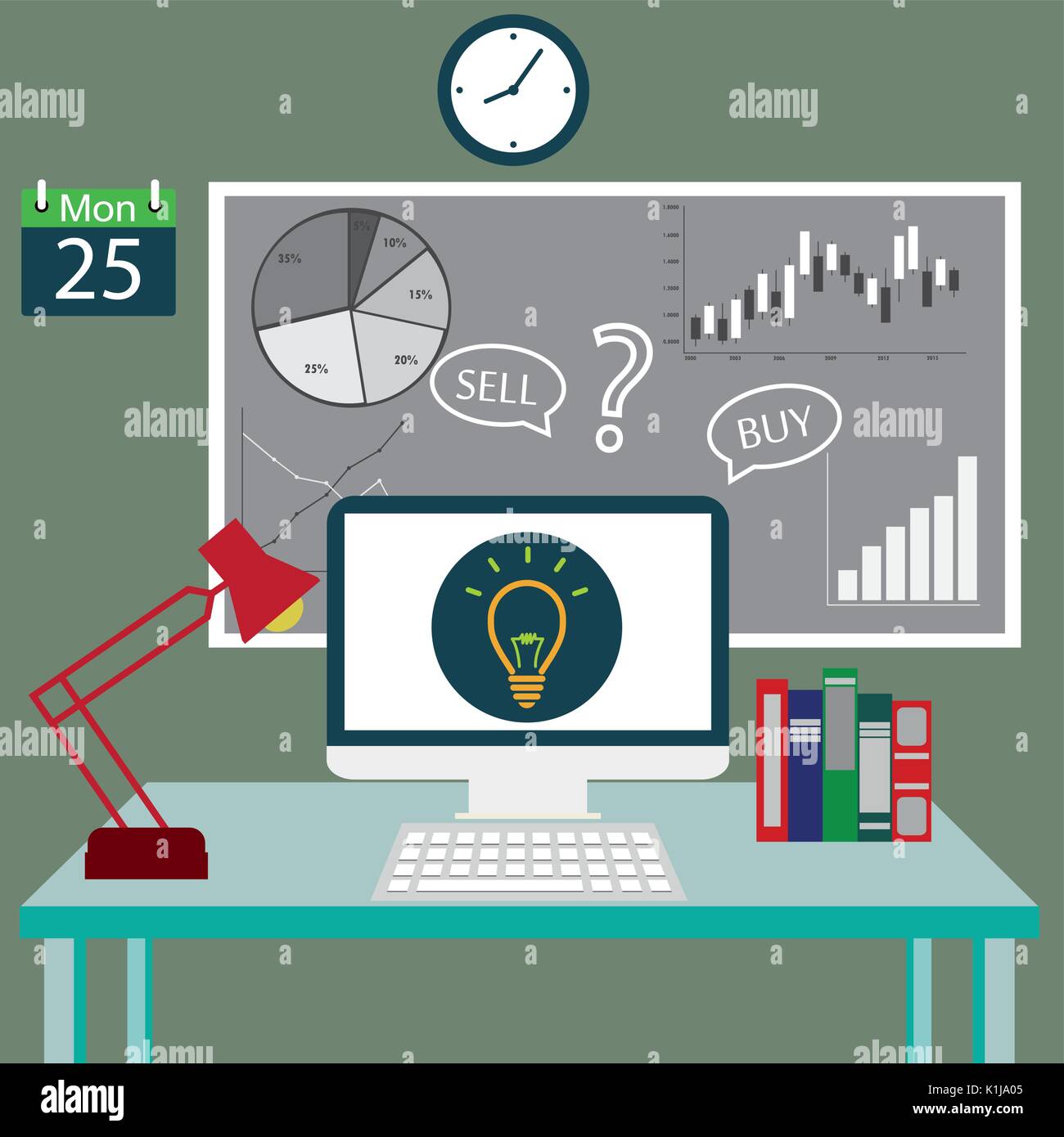 Flat design stylish vector illustration of modern financial ...