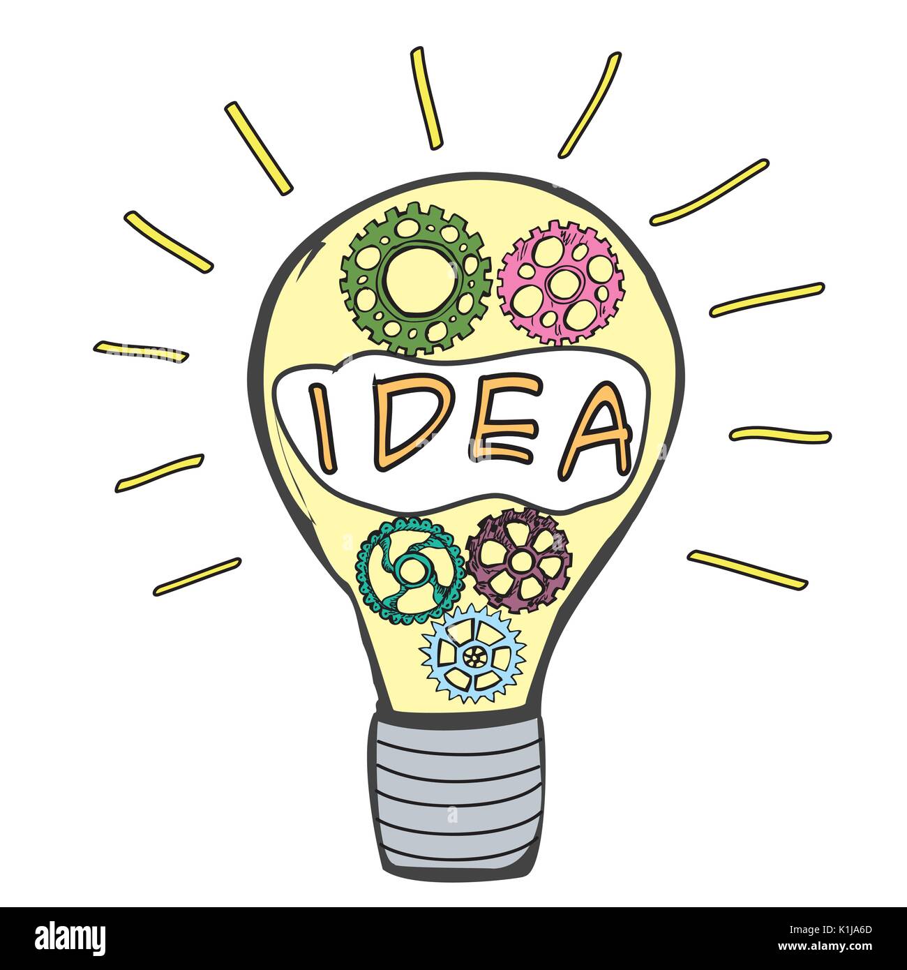 bulb idea concept design, hand drawn , vector illustration Stock Vector ...