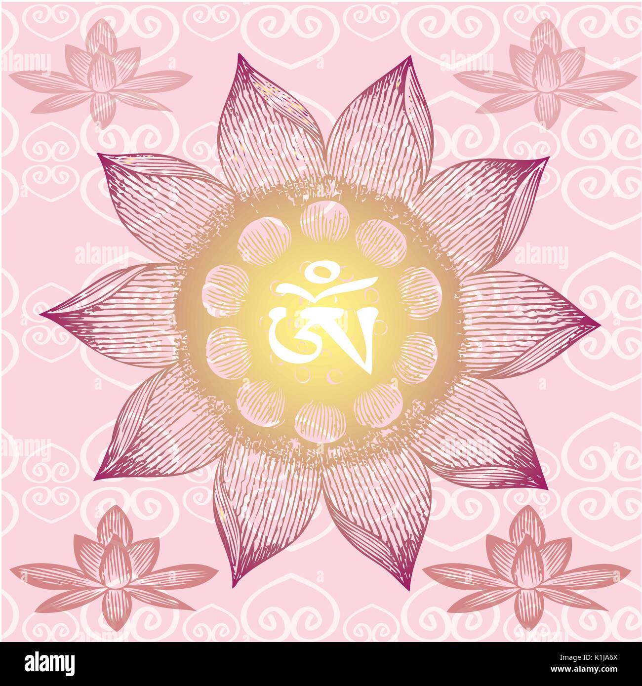 Om Design,lotus flower Stock Vector Image & Art - Alamy