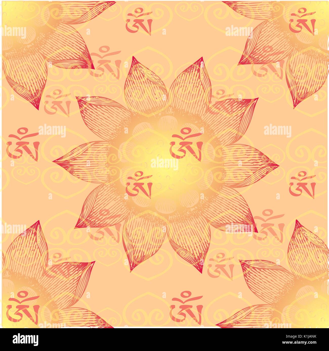 Om Design,lotus flower, seamless pattern, vector illustration Stock ...