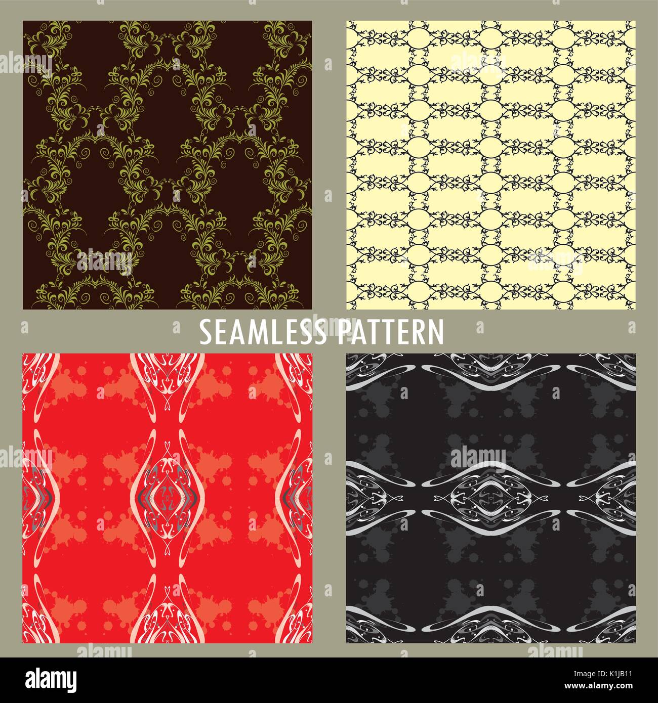 A set of four seamless patterns, vector illustration Stock Vector Image ...