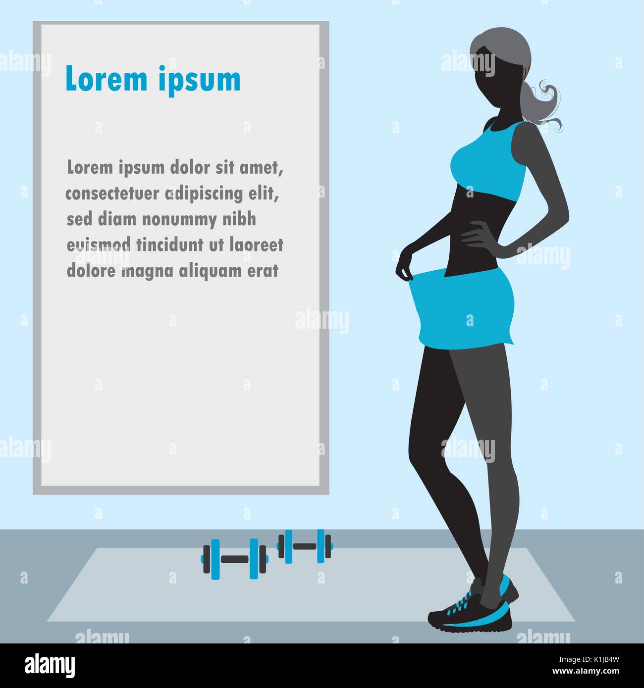 silhouette of slim girl, fitness concept, vector illustration Stock ...