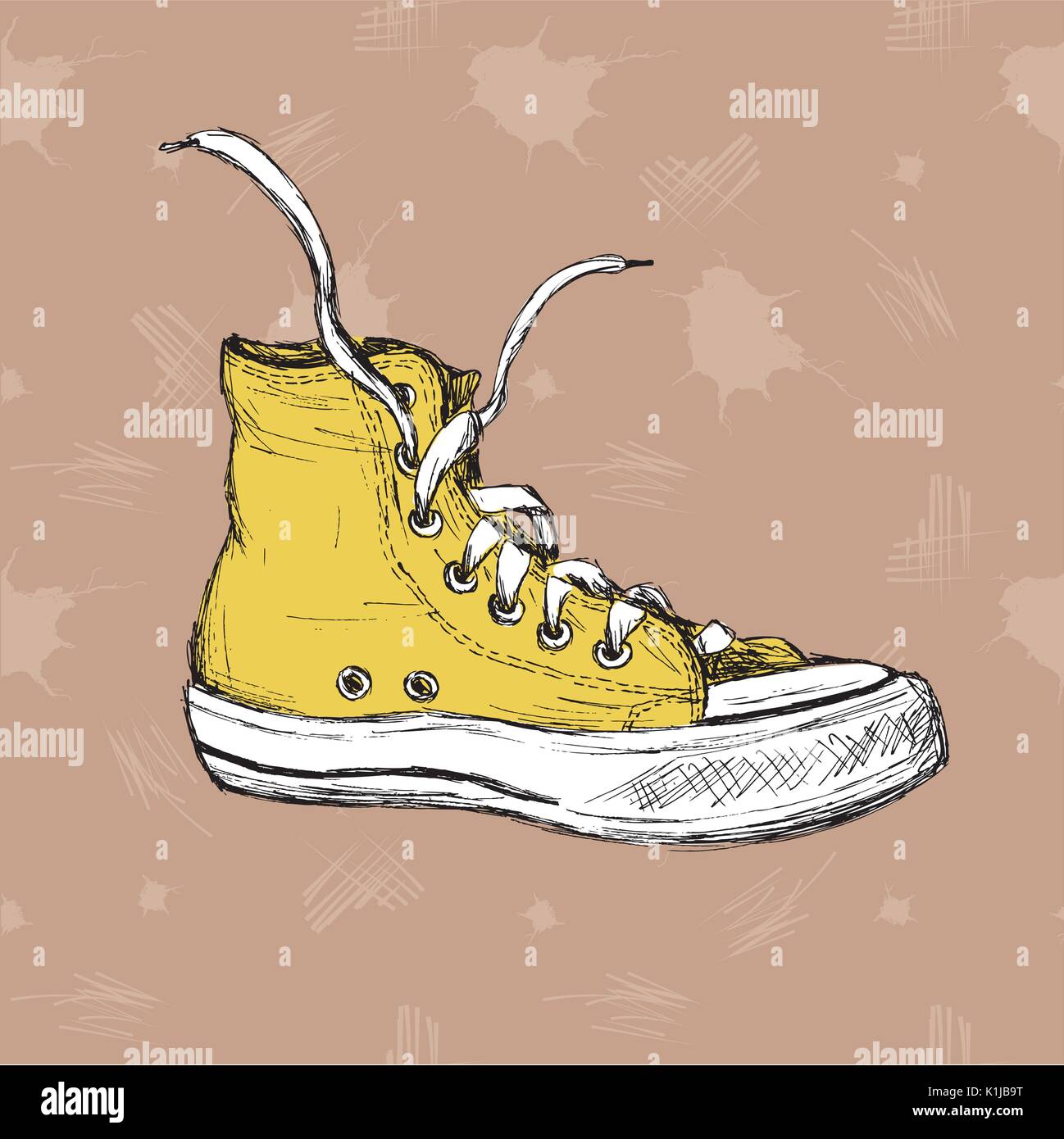 Vintage Sneakers Hand Drawn, vector illustration Stock Vector Image ...