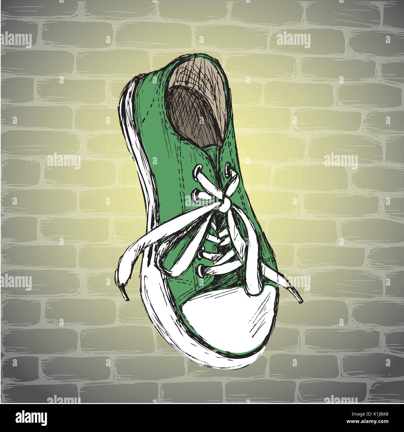 Vintage Sneakers Hand Drawn, vector illustration Stock Vector Image ...
