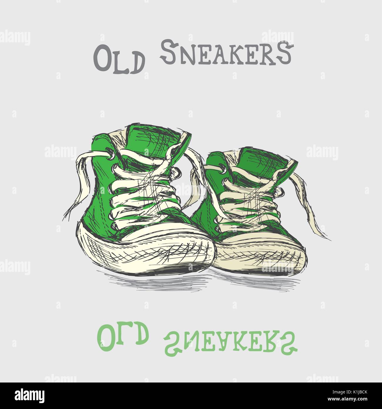 Vintage Sneakers Hand Drawn, vector illustration Stock Vector Image ...