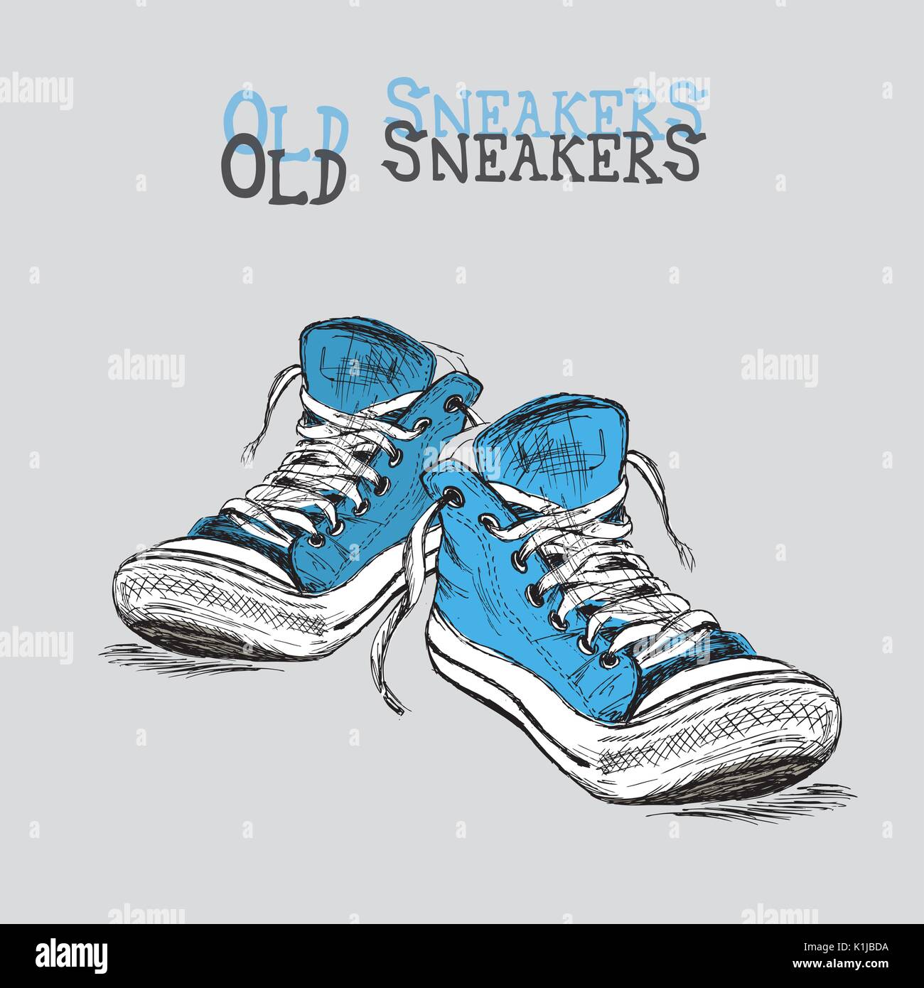 Vintage Sneakers Hand Drawn, vector illustration Stock Vector Image ...