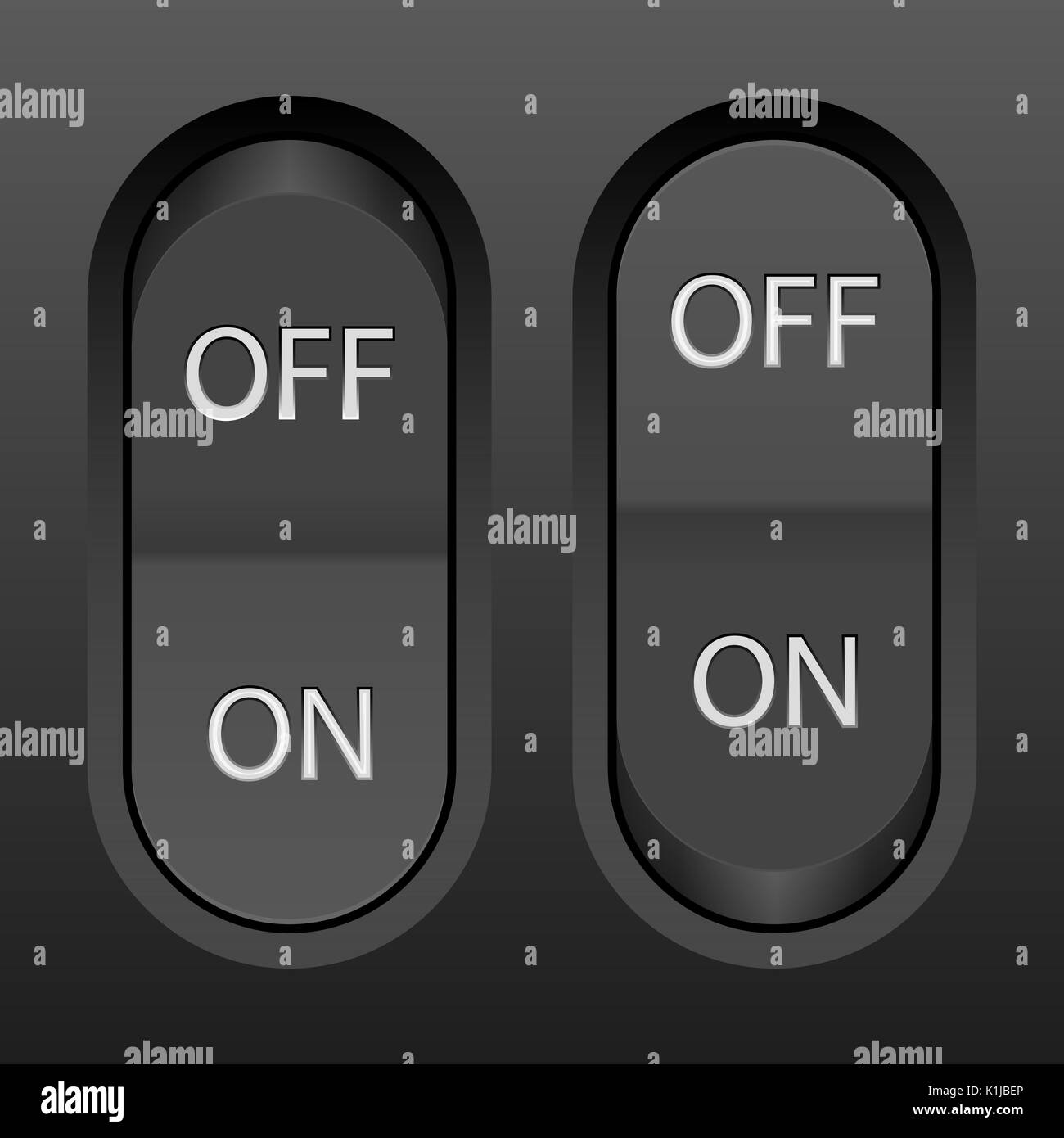On/off buttons on a black background Stock Photo - Alamy