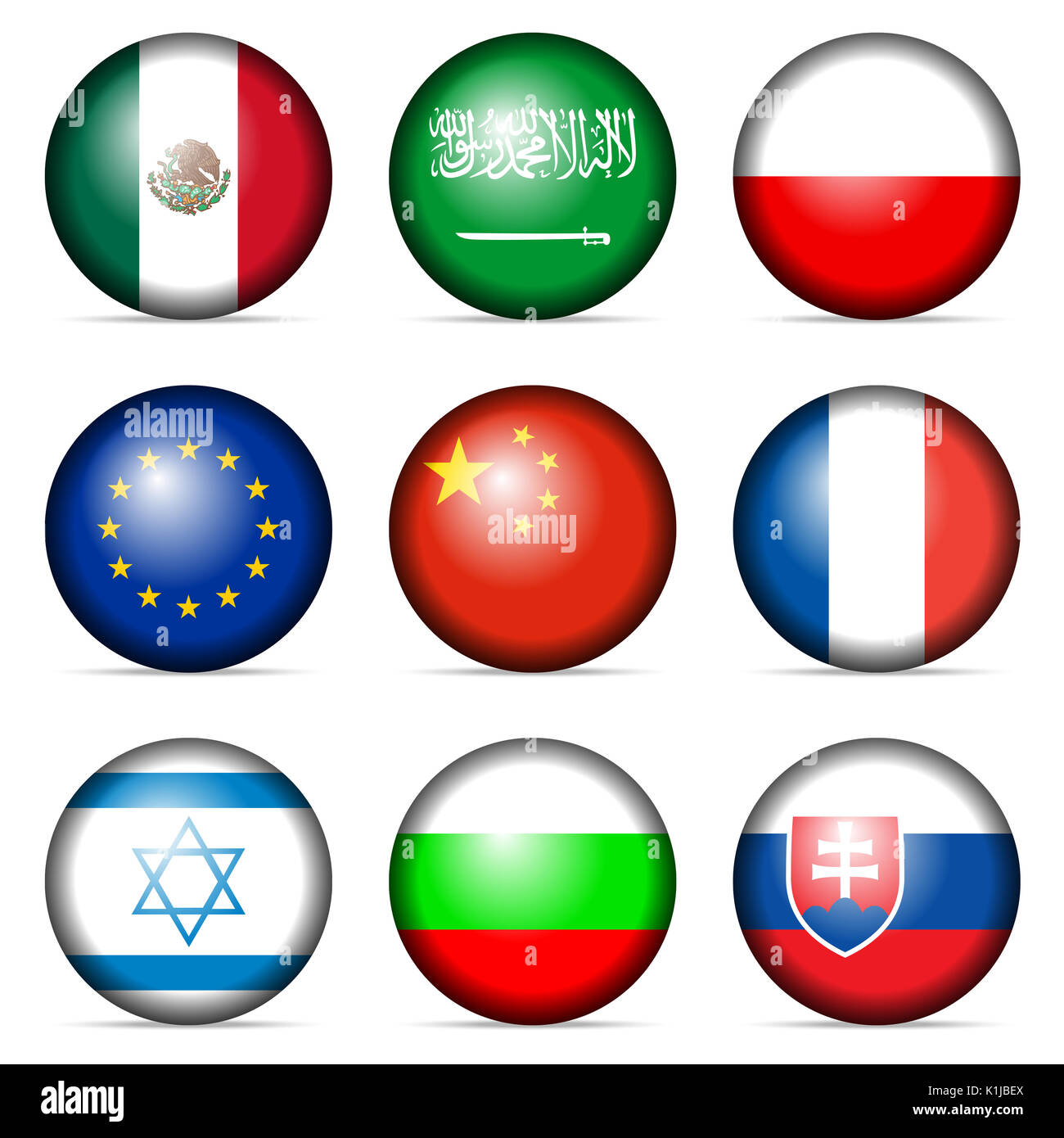 National flag set on a white background Stock Photo - Alamy