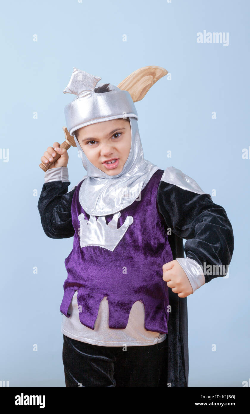 Little knight is fighting for his next mission with his wooden sword ...