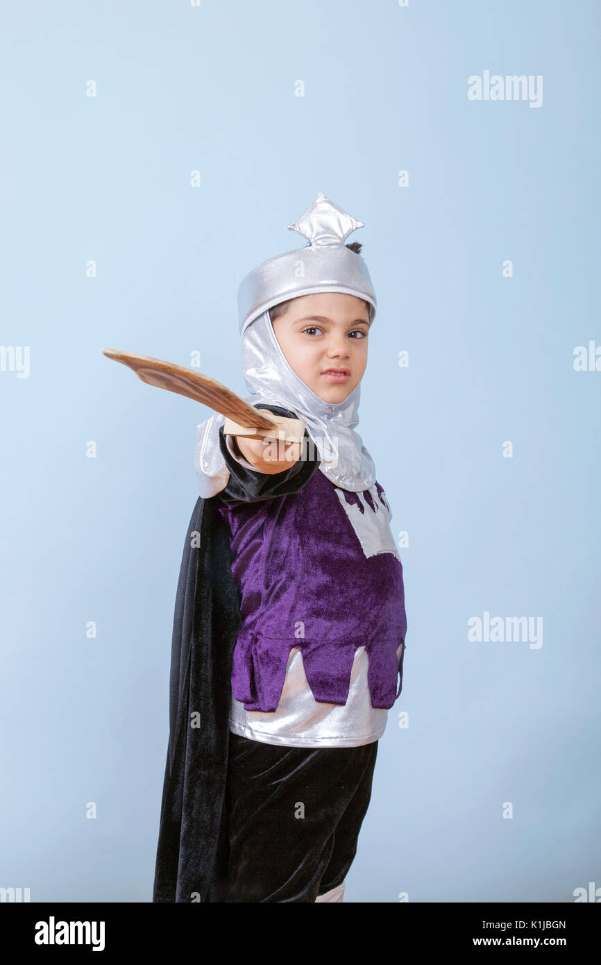 Little knight is fighting for his next mission with his wooden sword ...