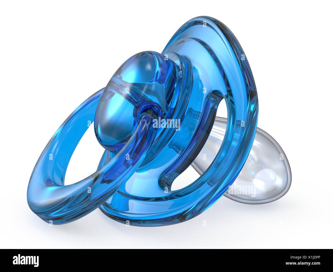 Blue baby pacifier side view 3D render illustration isolated on white ...