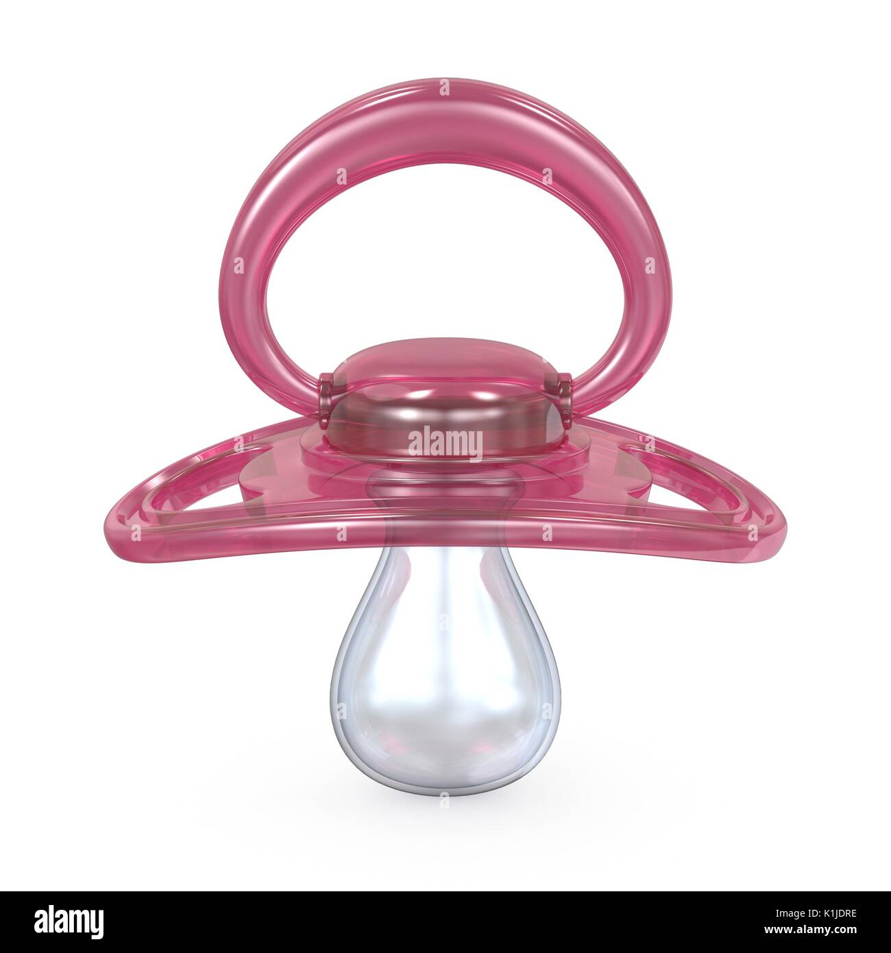 Pink baby pacifier front view 3D render illustration isolated on white ...