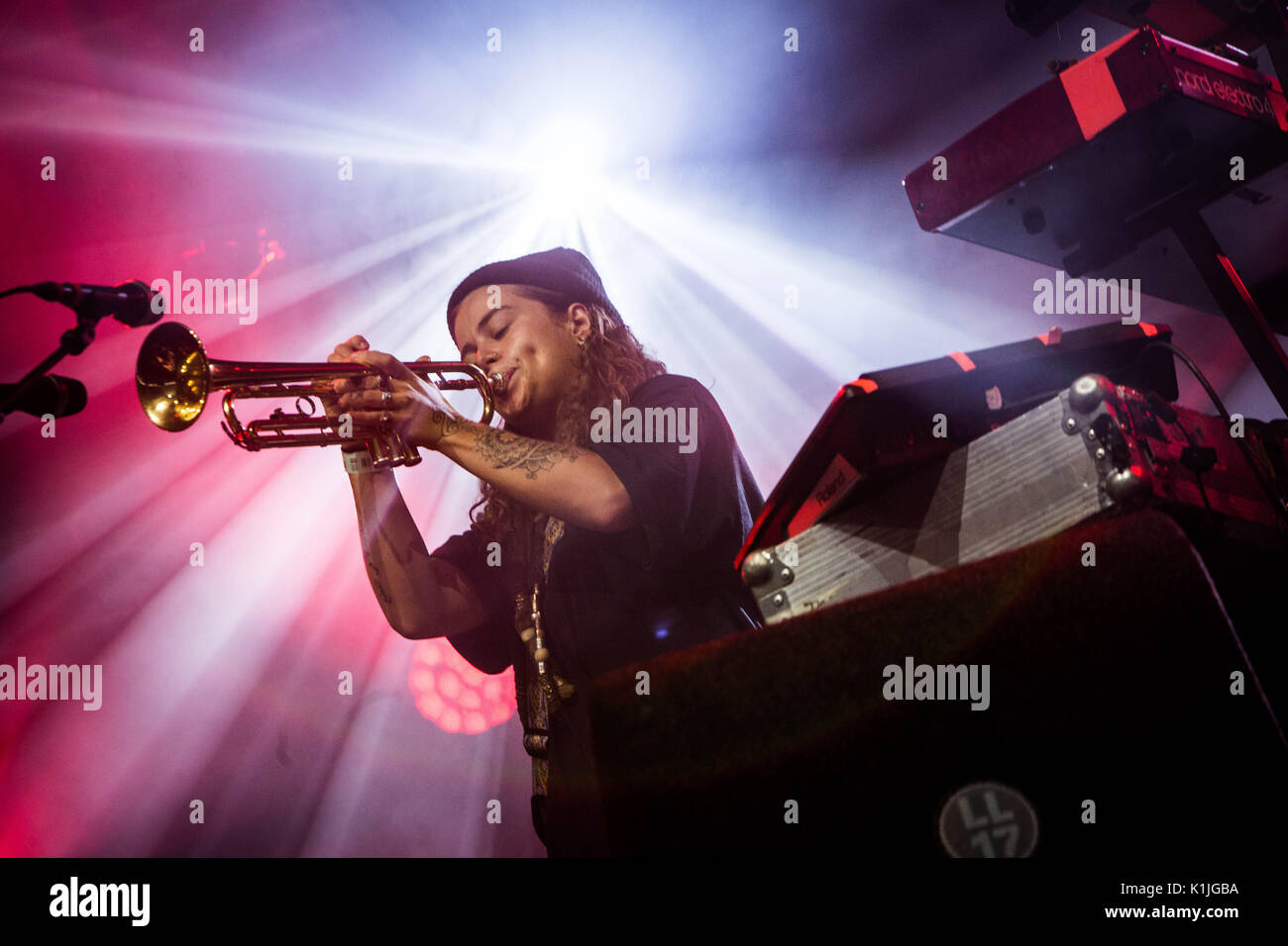 The Australian musician Tash Sultana pictured on stage as she performs ...