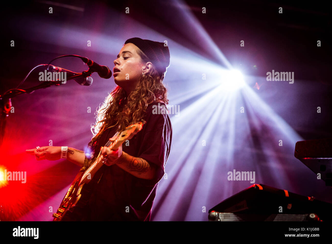 The Australian musician Tash Sultana pictured on stage as she performs ...