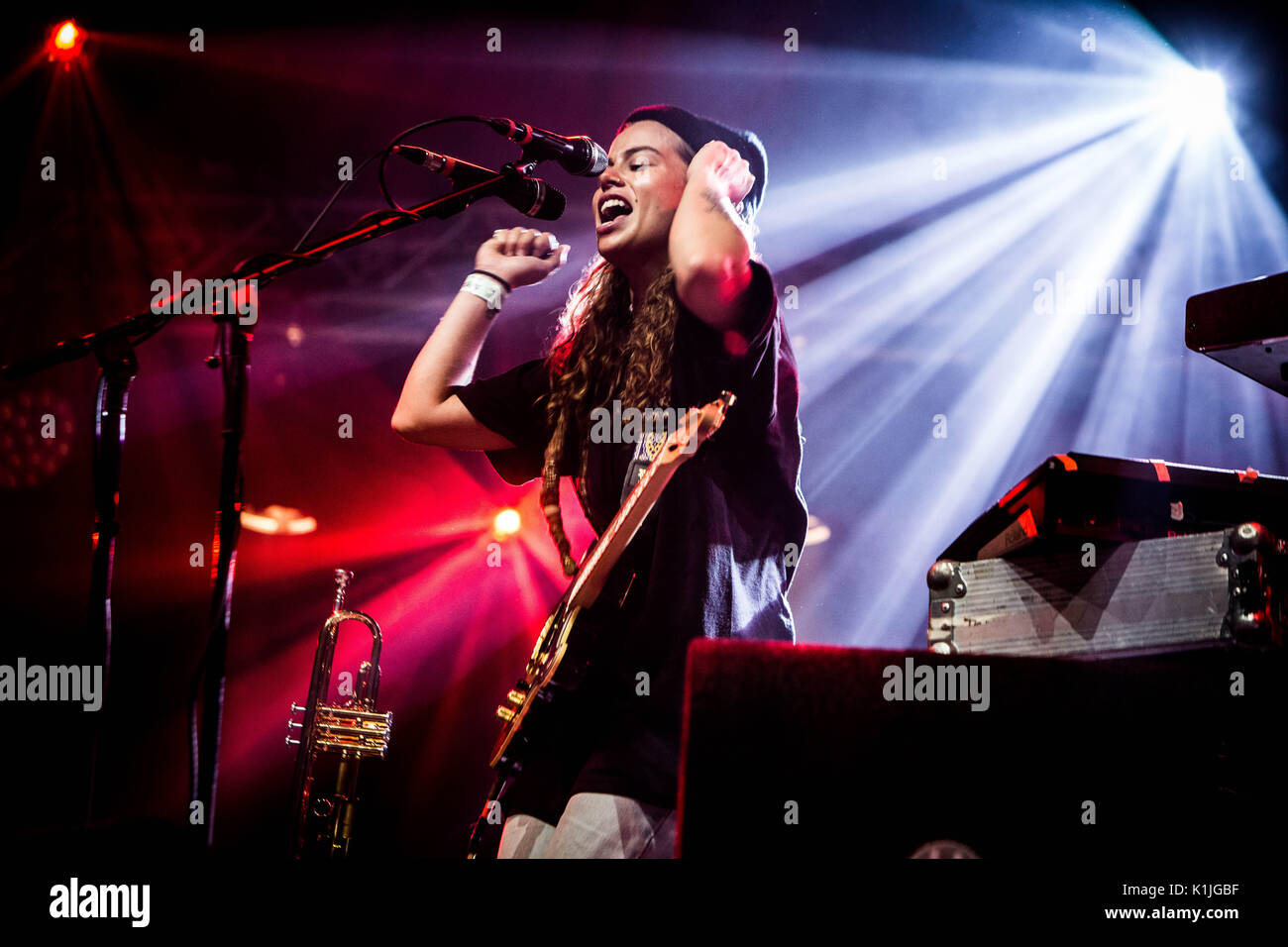 The Australian musician Tash Sultana pictured on stage as she performs ...