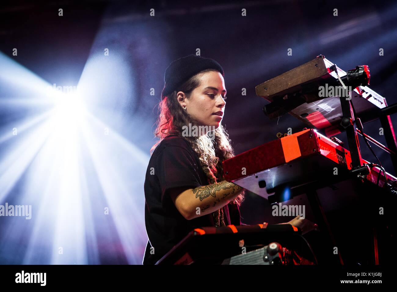 The Australian musician Tash Sultana pictured on stage as she performs ...