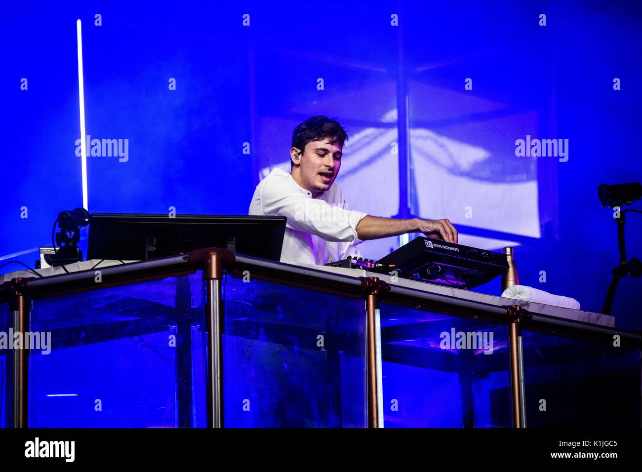 The australian deejay and producer Flume pictured on stage as he ...