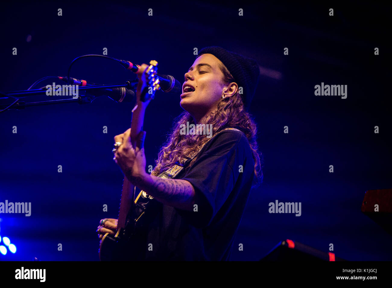 The australian musician Tash Sultana pictured on stage as she performs ...
