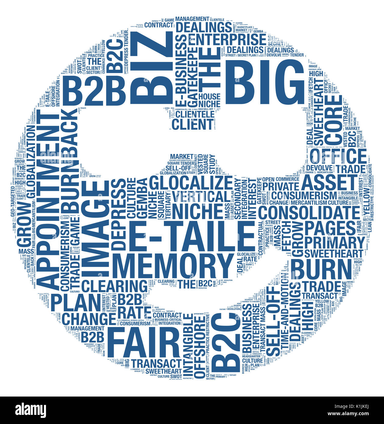 Word cloud of business terms are creating smiley shape on isolated ...
