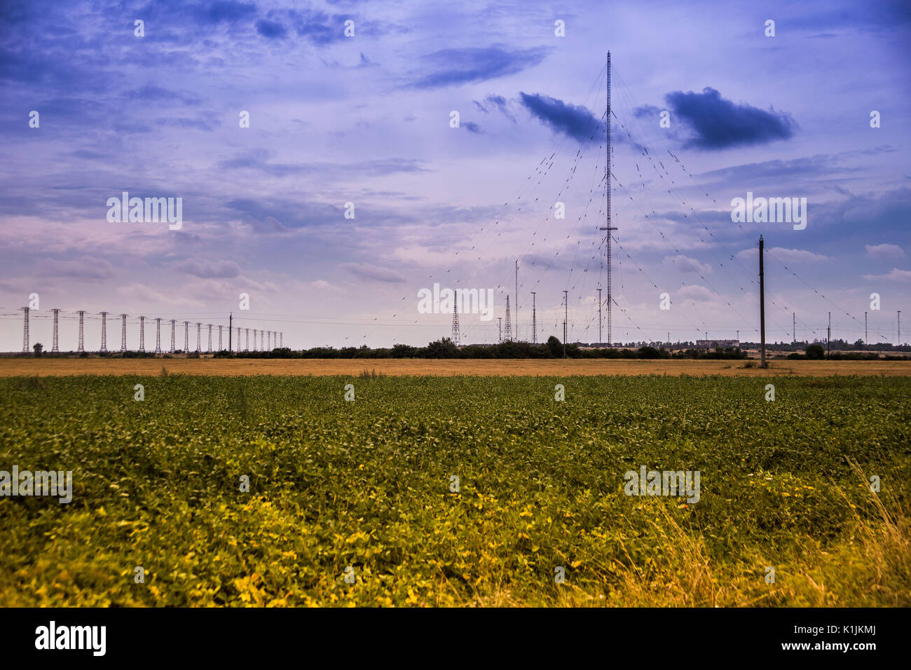 military radio waves against the background of the cloudy sky Stock ...
