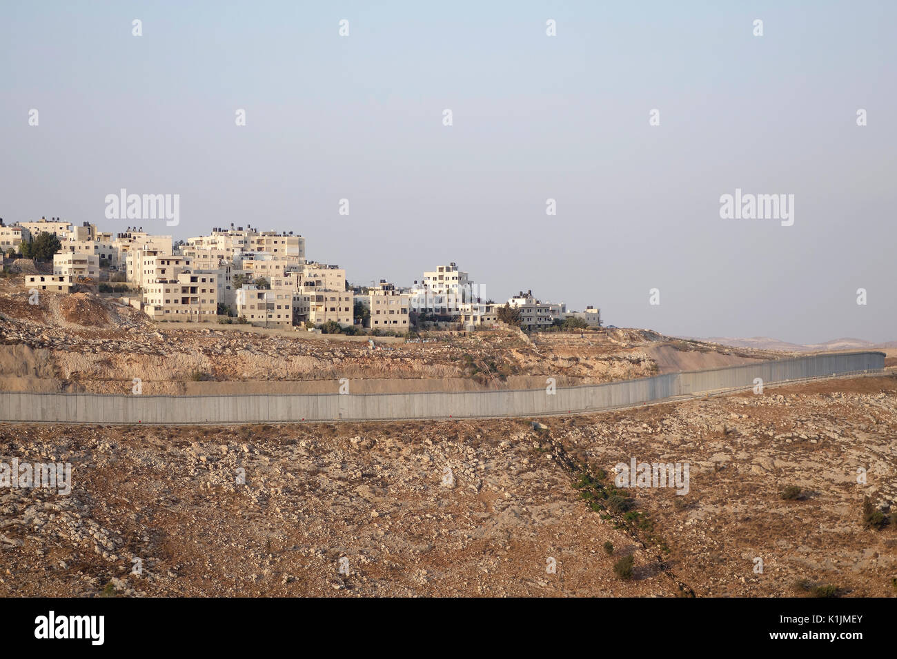 View of the West Bank separation barrier built by Israel surrounding ...