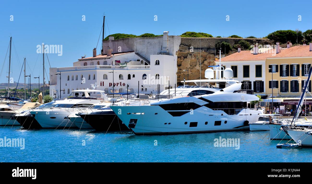 Mahon marina harbour harbor menorca minorca spain Stock Photo - Alamy