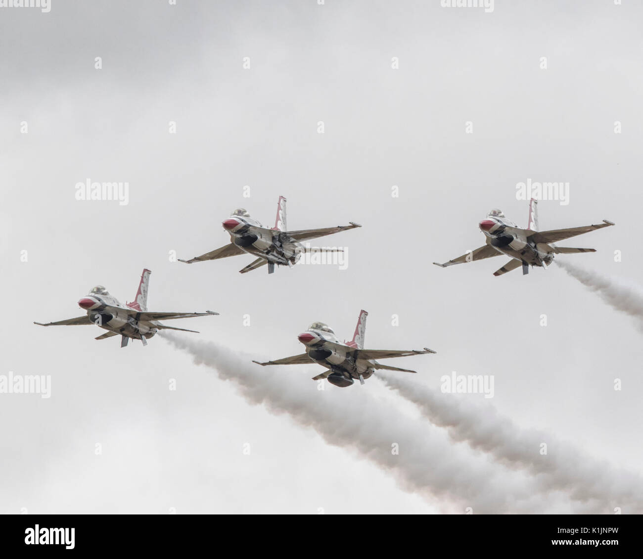 The USAF Thunderbirds demonstration aerobatic display team flying at ...