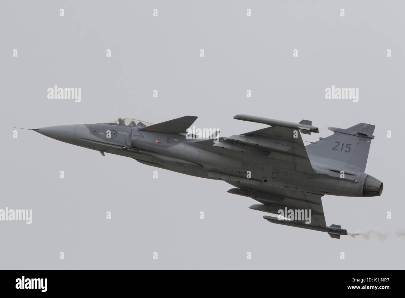 Swedish Air Force Saab Gripen jet fighter aircraft flying at the 2017 ...