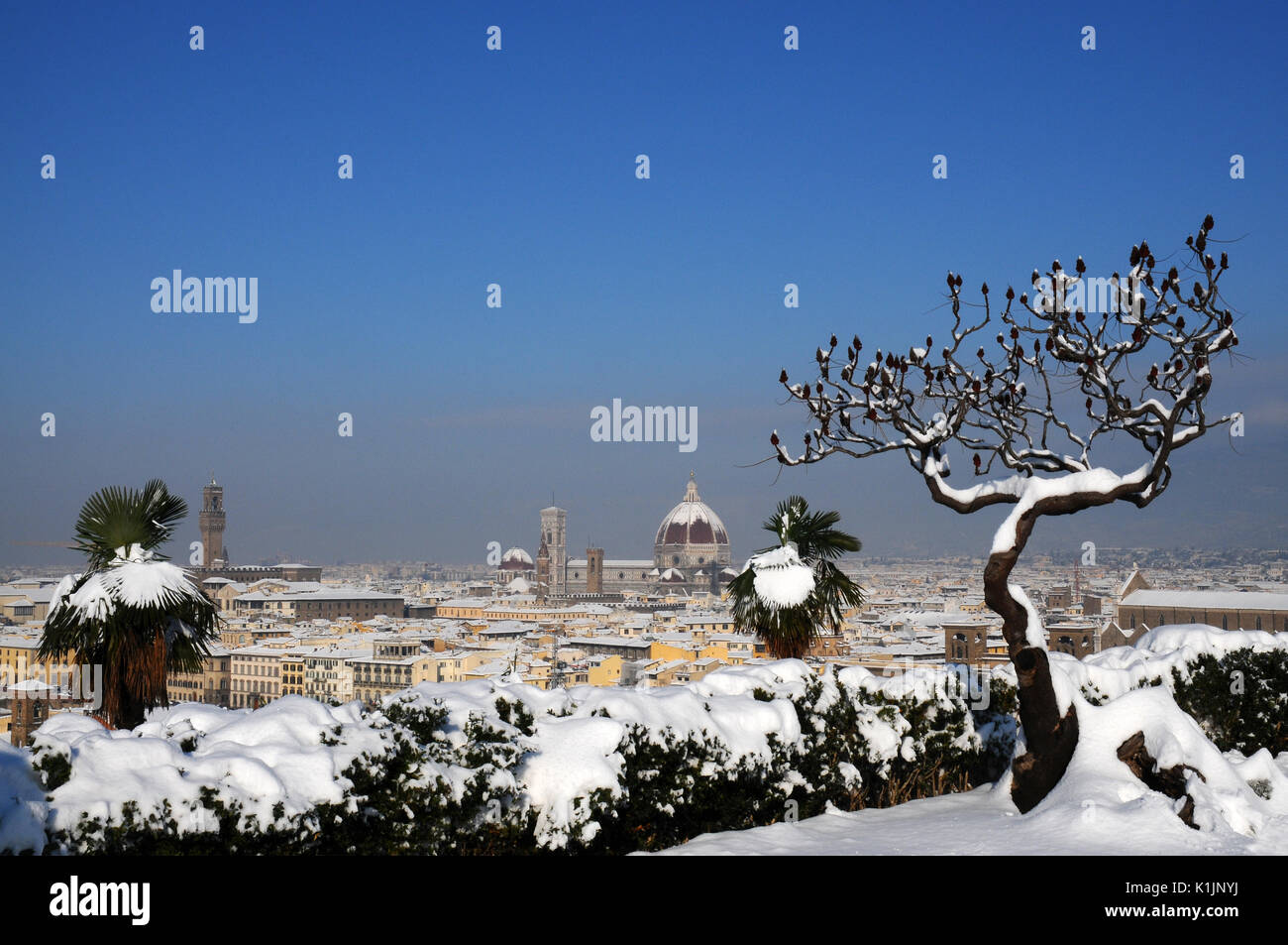 Cityscape of Florence with Snow in Winter. Tuscany, Italy Stock Photo ...
