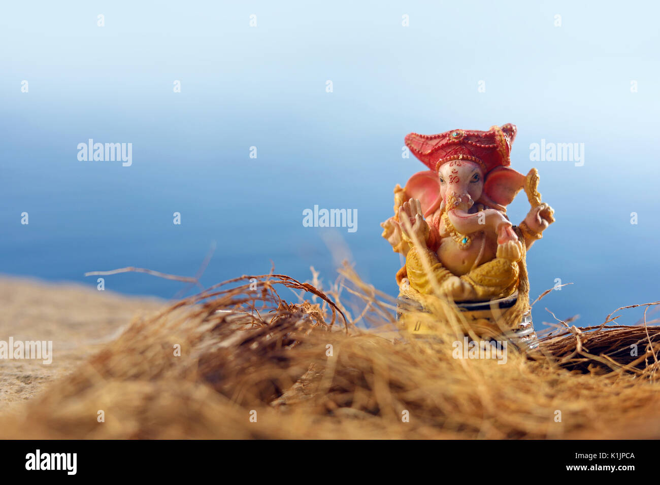Lord Ganesha on coconut Stock Photo - Alamy