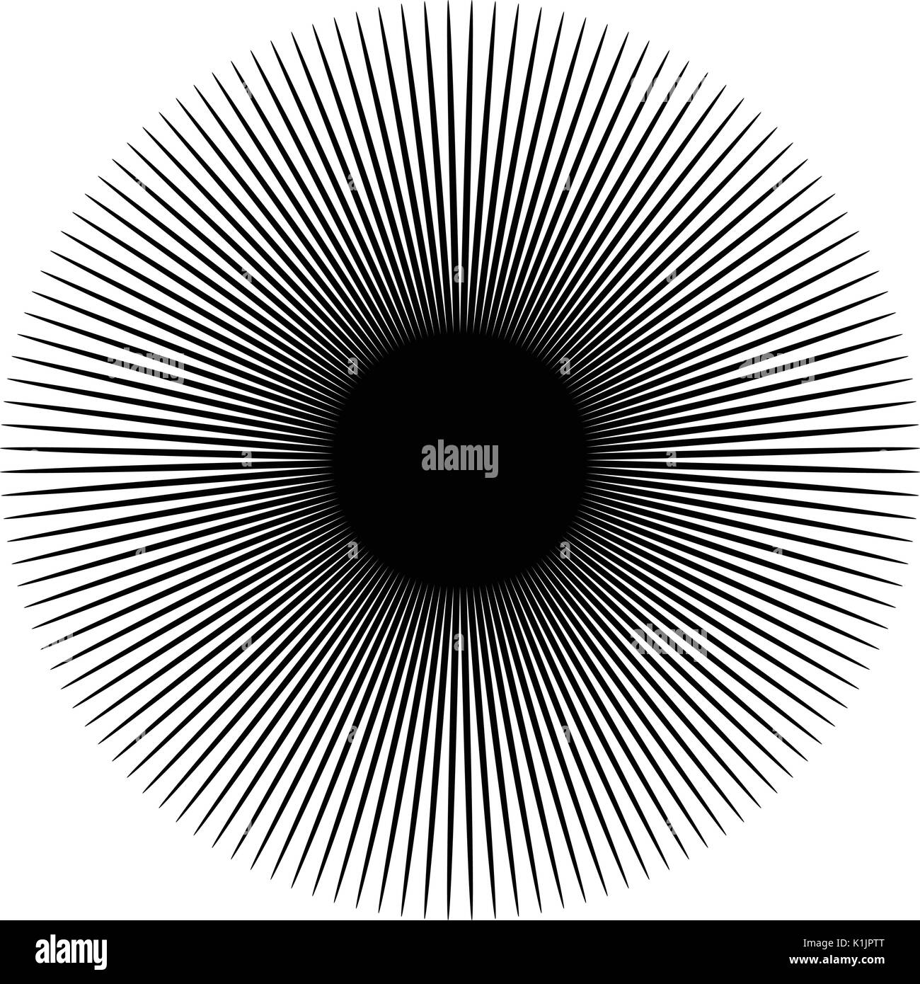 Circular geometric motif. Abstract grayscale op-art element Stock ...