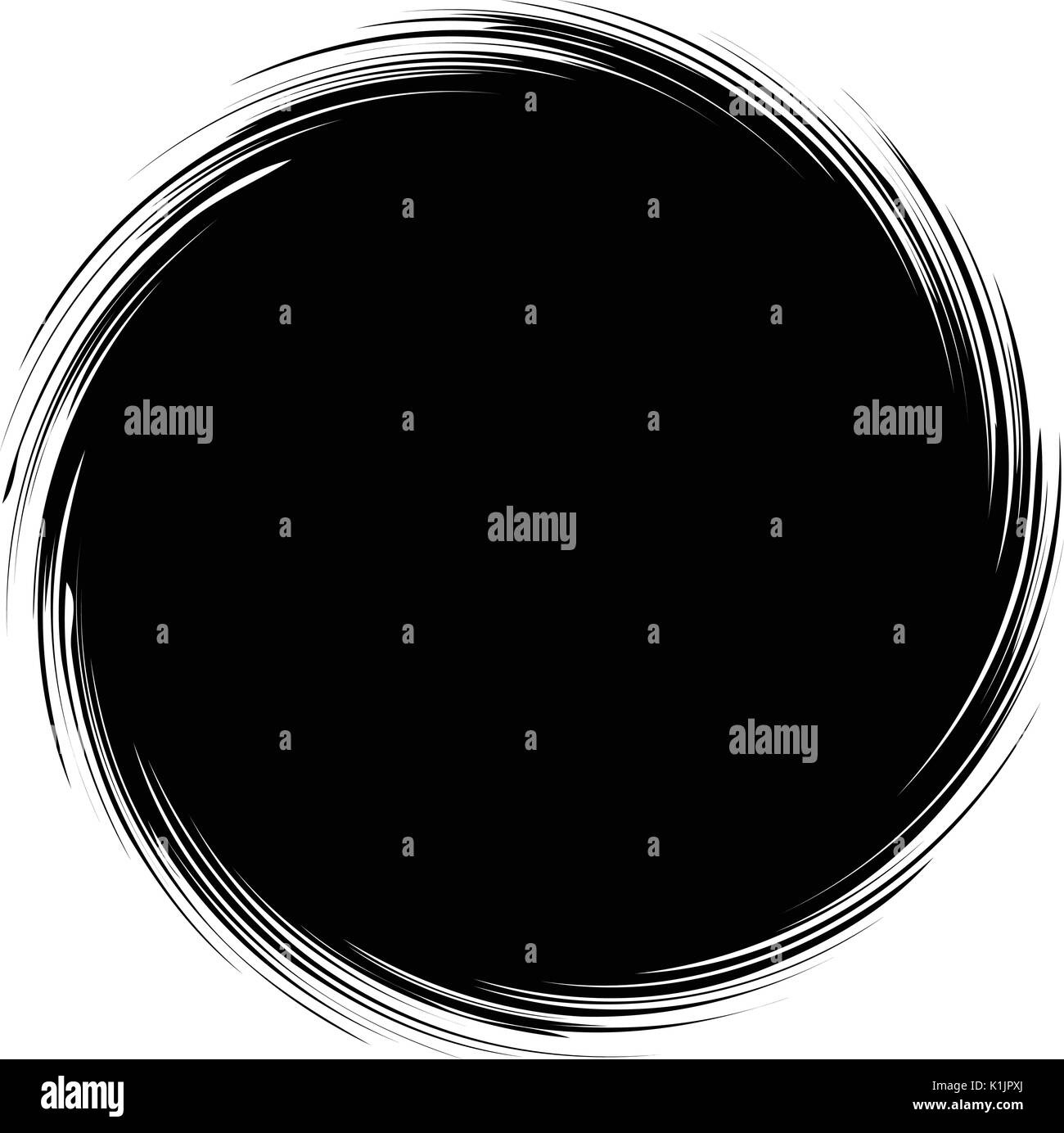 Circular geometric motif. Abstract grayscale op-art element Stock ...