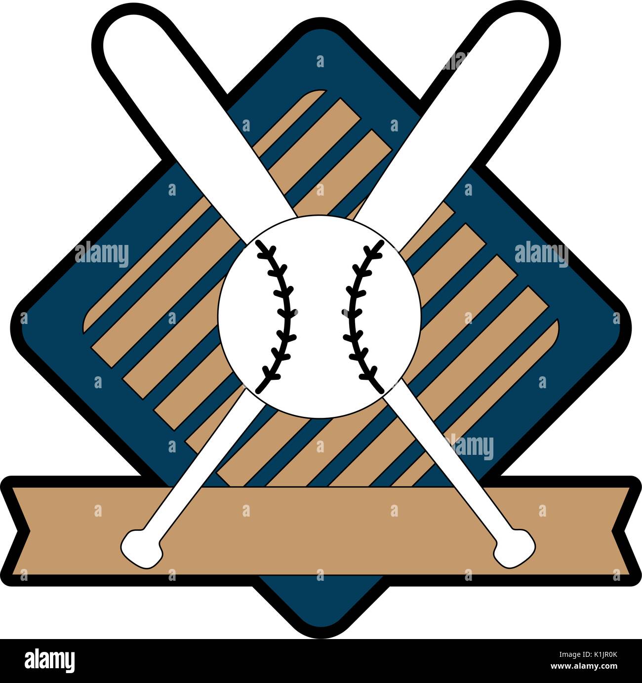 emblem with baseball bats and ball icon over white background vector ...