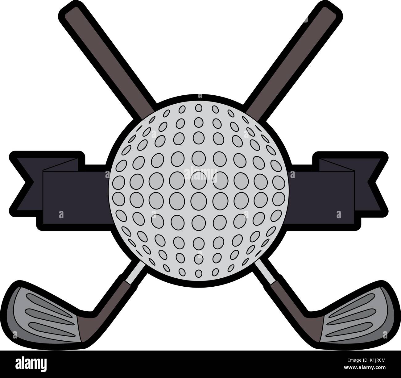 emblem with golf sticks and ball icon over white background vector ...