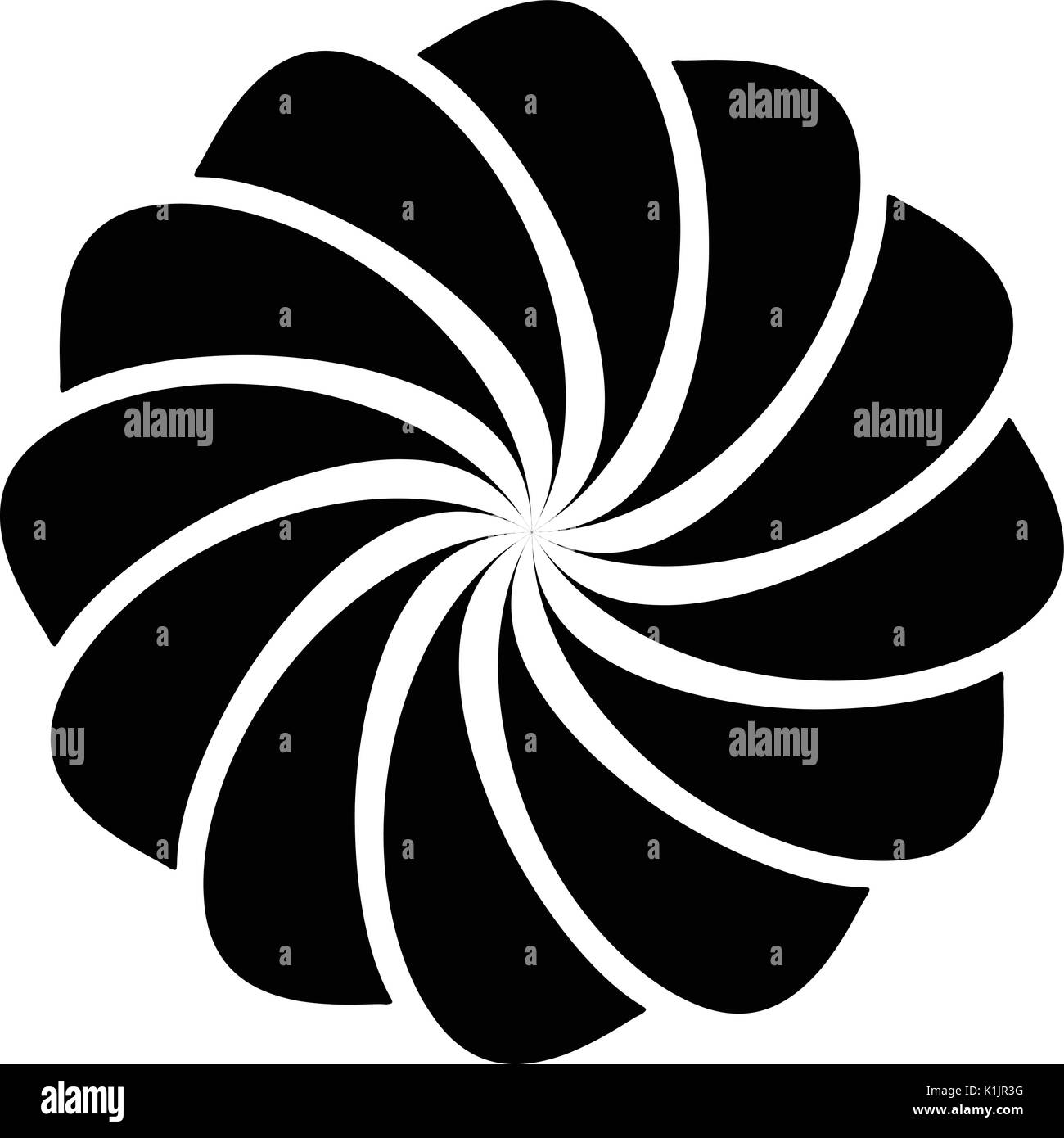 Circular geometric motif. Abstract grayscale op-art element Stock ...
