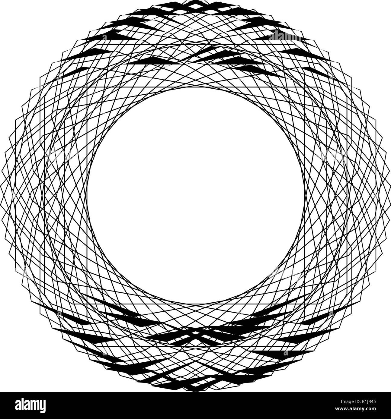Circular geometric motif. Abstract grayscale op-art element Stock ...