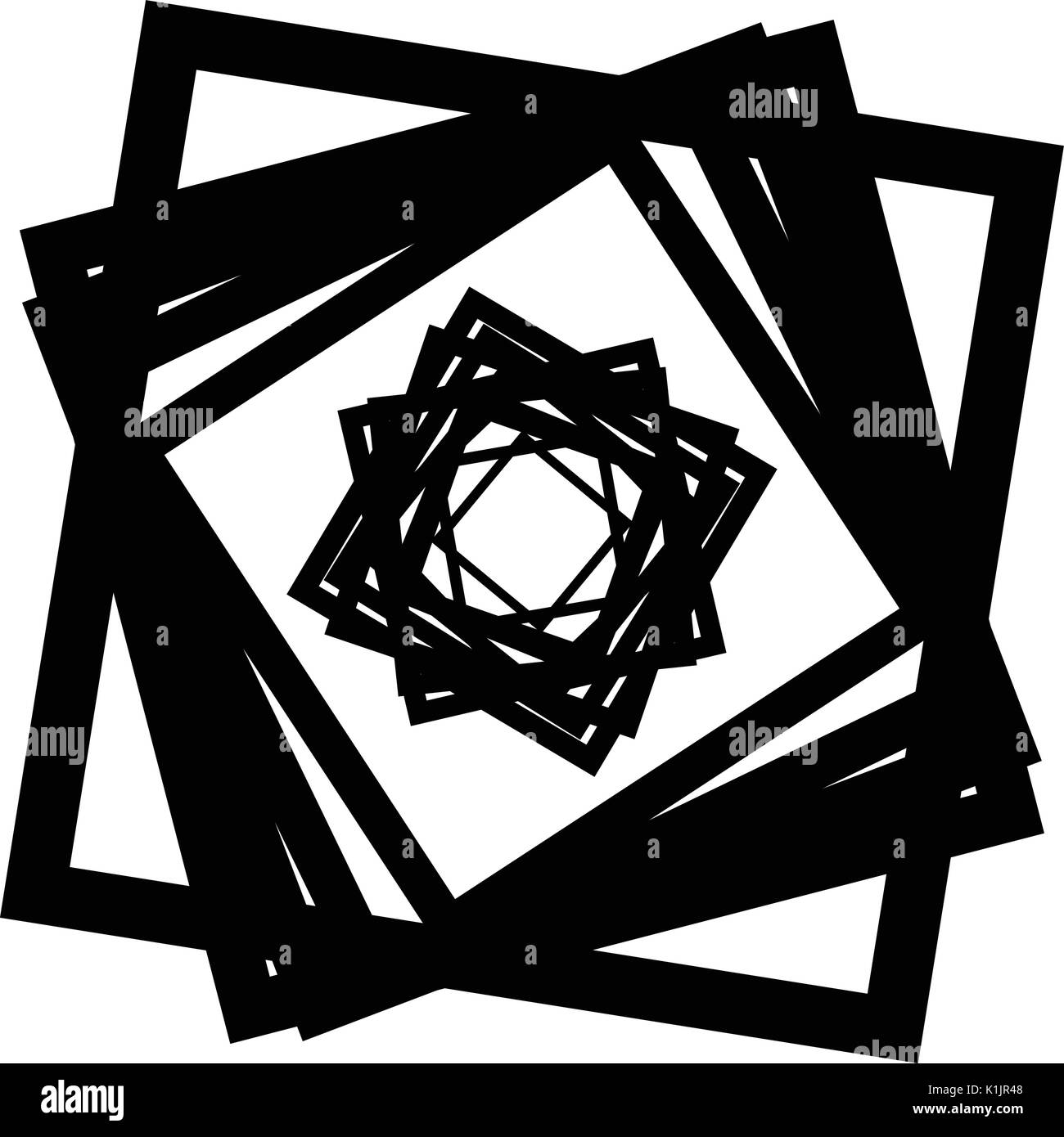 Circular geometric motif. Abstract grayscale op-art element Stock ...