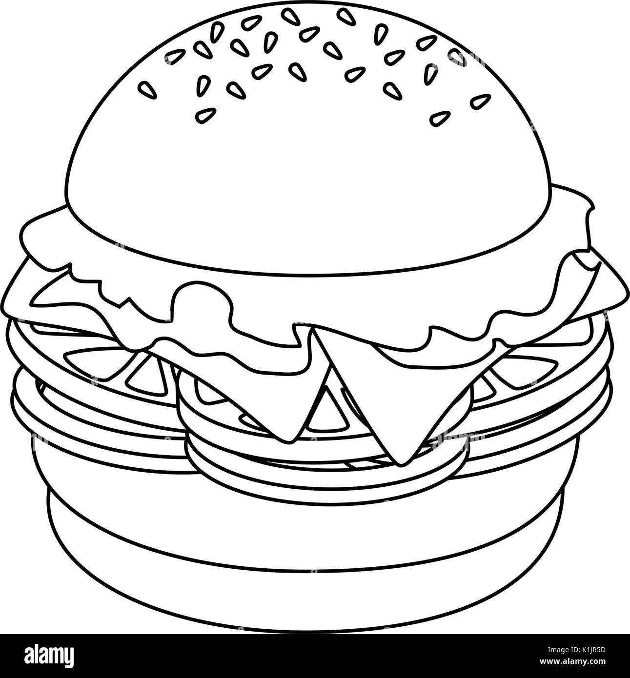 Tasty hamburger over white Stock Vector Images - Alamy